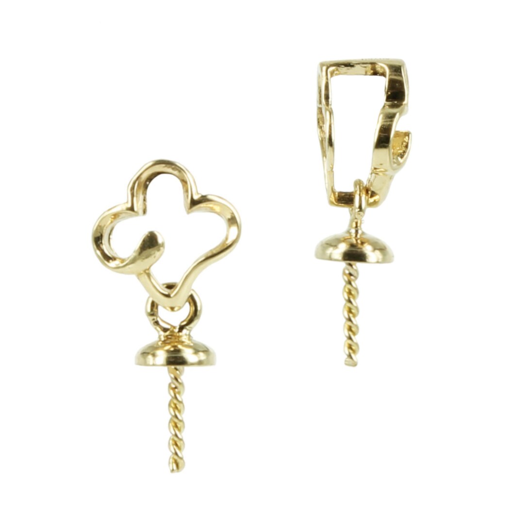 18kt Gold Cloud Frame Bail With Cup & Peg Pearl Mounting 13.5x3.5mm ...