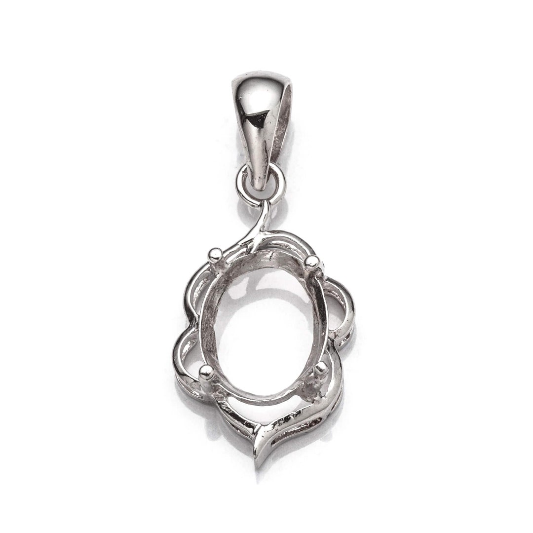 Oval Pendant With Oval Prong Mounting in Sterling Silver for 7.5x9.5mm ...