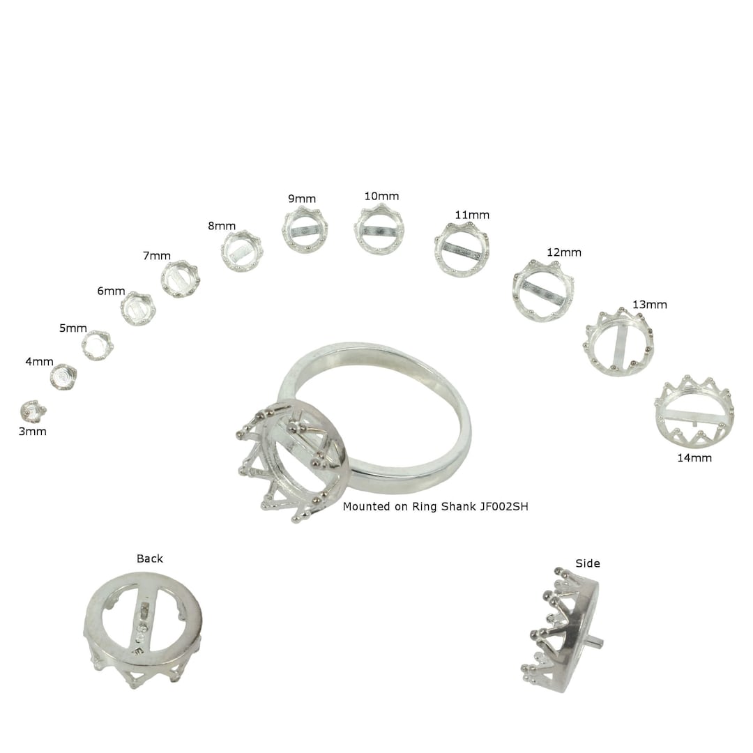 Jeweler Ring Peg Setting Gallery Style Wit Round Bezel Mountig in ...