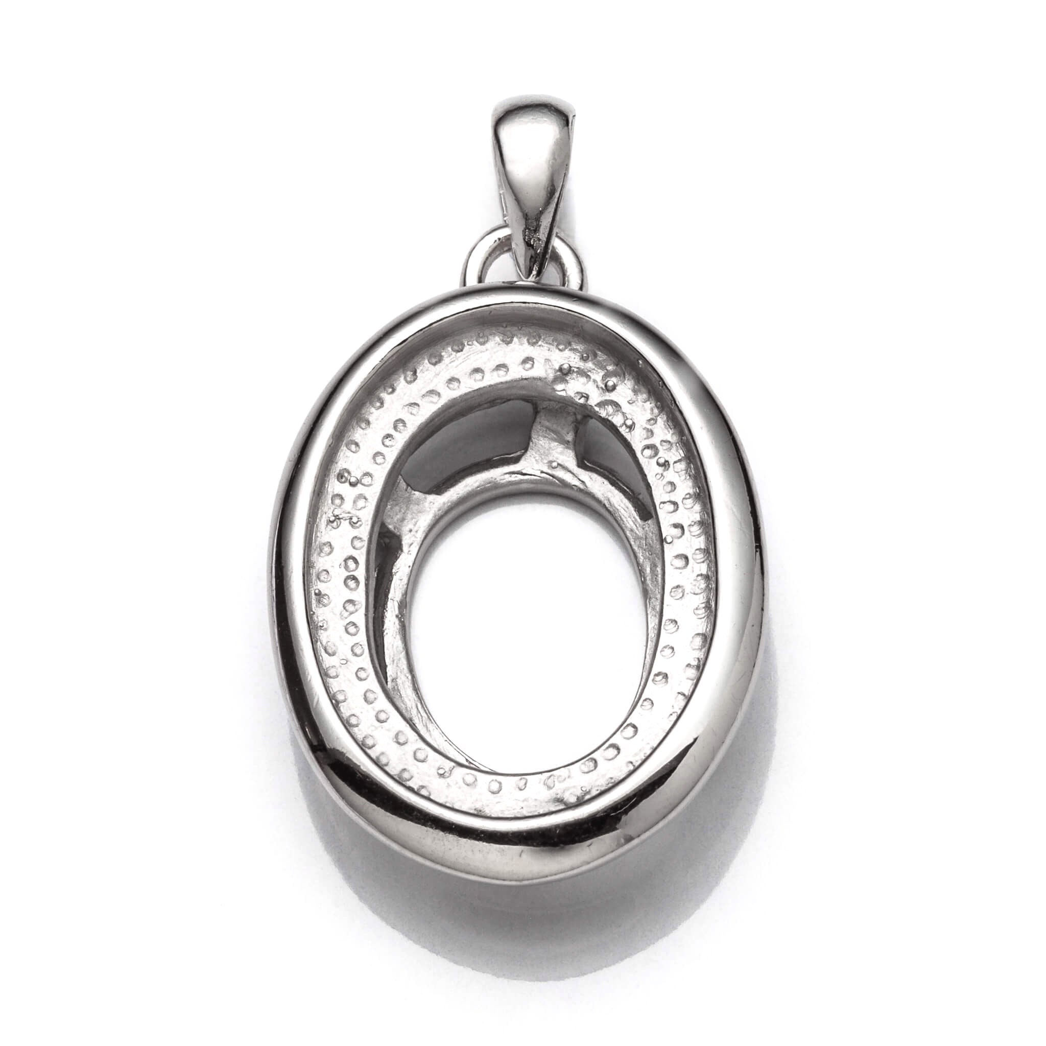 Oval Pendant With Oval Bezel Mounting and Bail in Sterling Silver ...