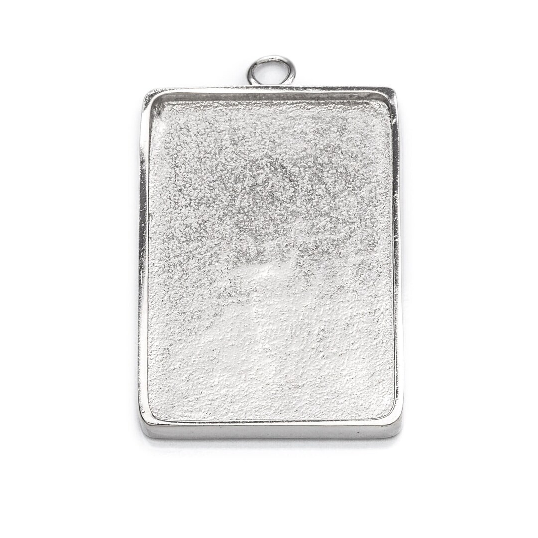 Rectangular Pendant With Rectangular Bezel Mounting in Sterling Silver ...