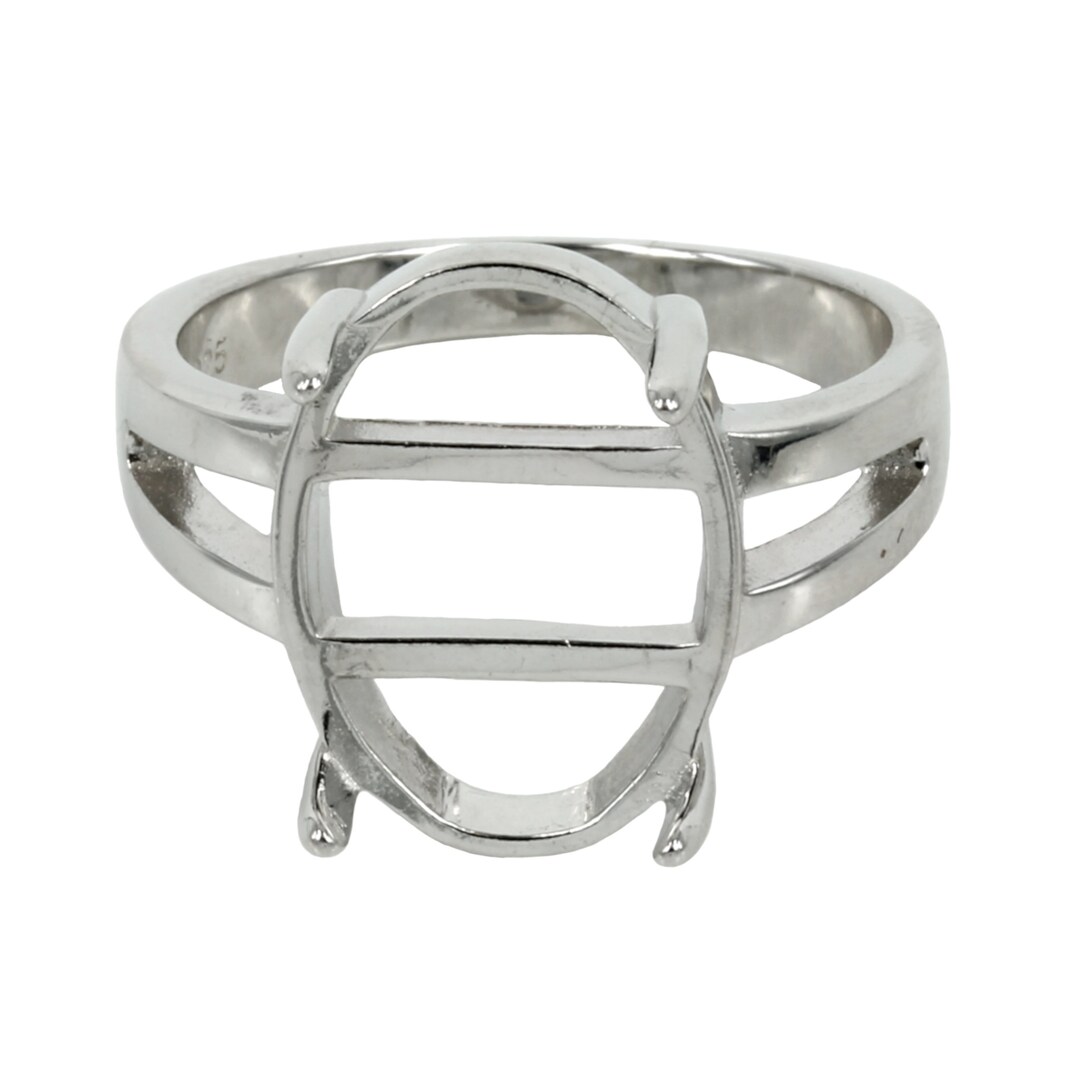 Heavy Split-shank Ring in Sterling Silver for 13x18mm Oval Cabochons ...