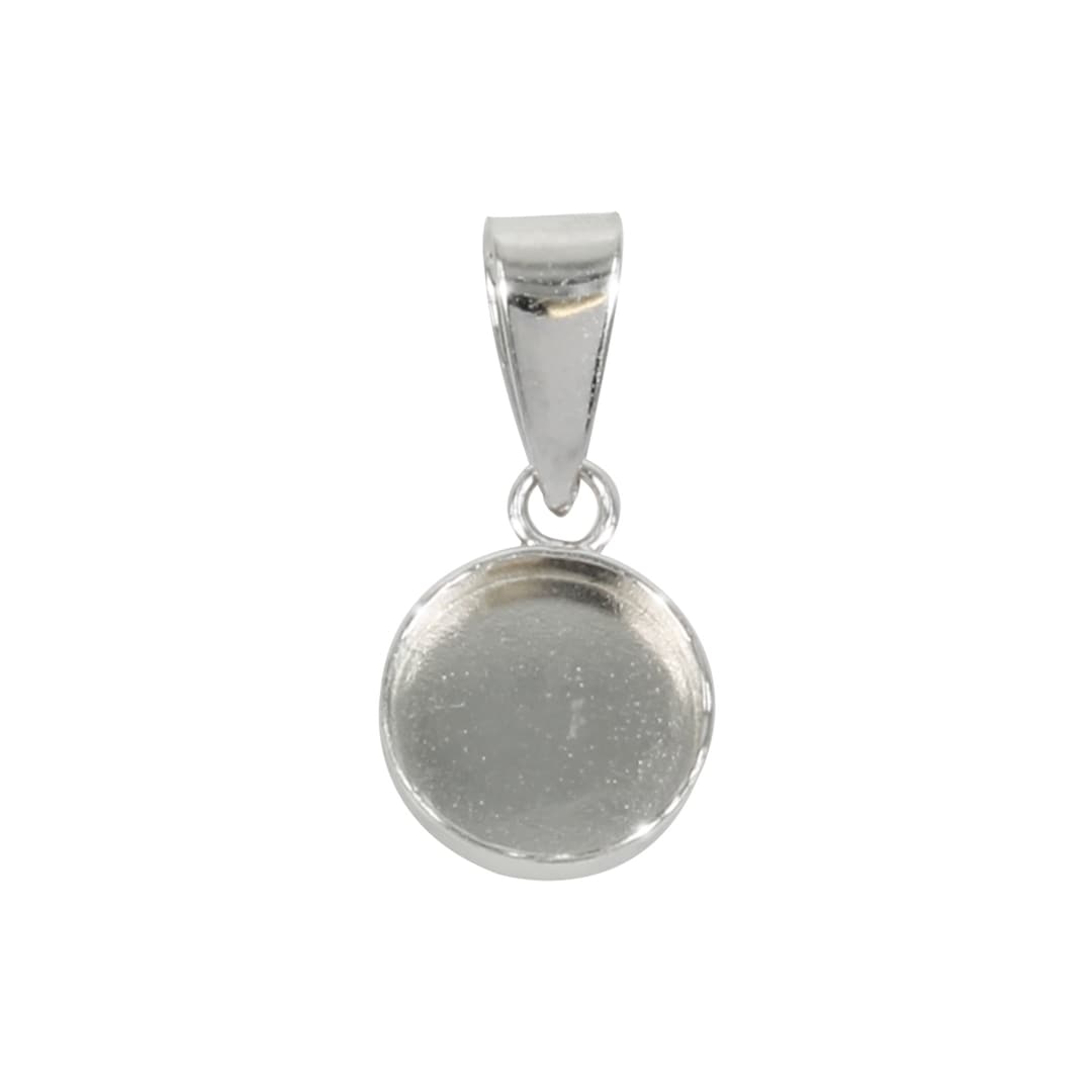 Bezel Pendant With Round Bezel Cup and Bail in Sterling Silver ...