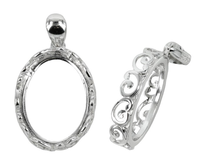 Sterling Silver Flower Pendant Setting, Silver Water Drop Bezel for ...