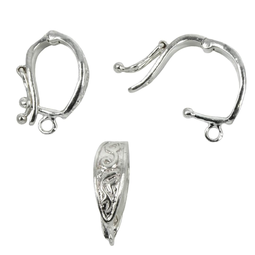 Patterned Necklace Enhancer Attached Bail in Sterling Silver 7mm ...