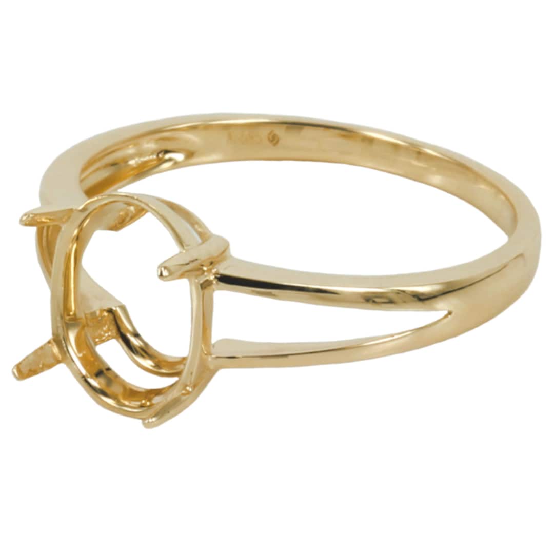 14K Gold Classic Split-shank Ring Setting With Oval Prongs Mounting ...