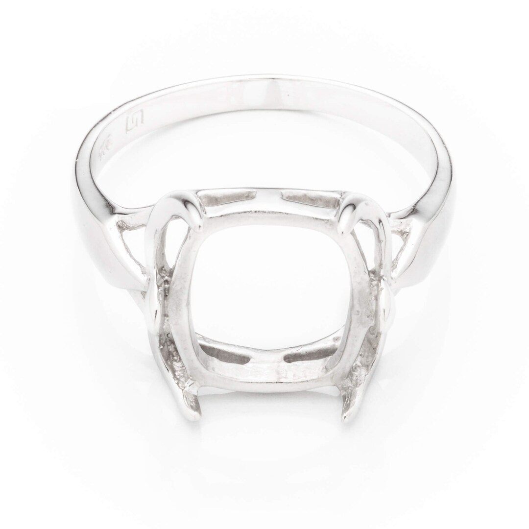 Ring With Rectangular Prongs Mounting in Sterling Silver 12x13mm MTR146 ...