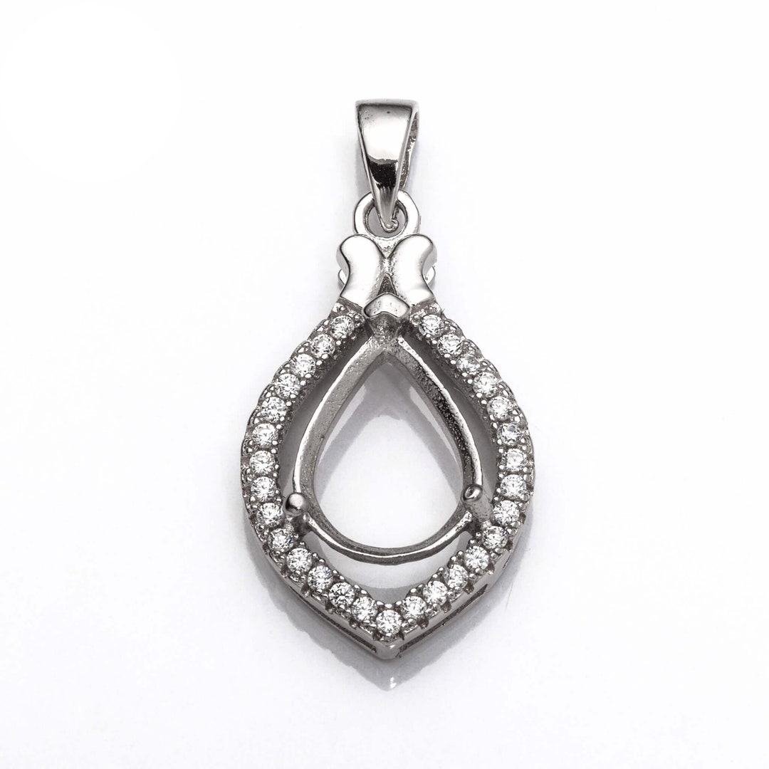 Pear Pendant Setting With Cz's and Pear Shape Prongs Mounting Including ...