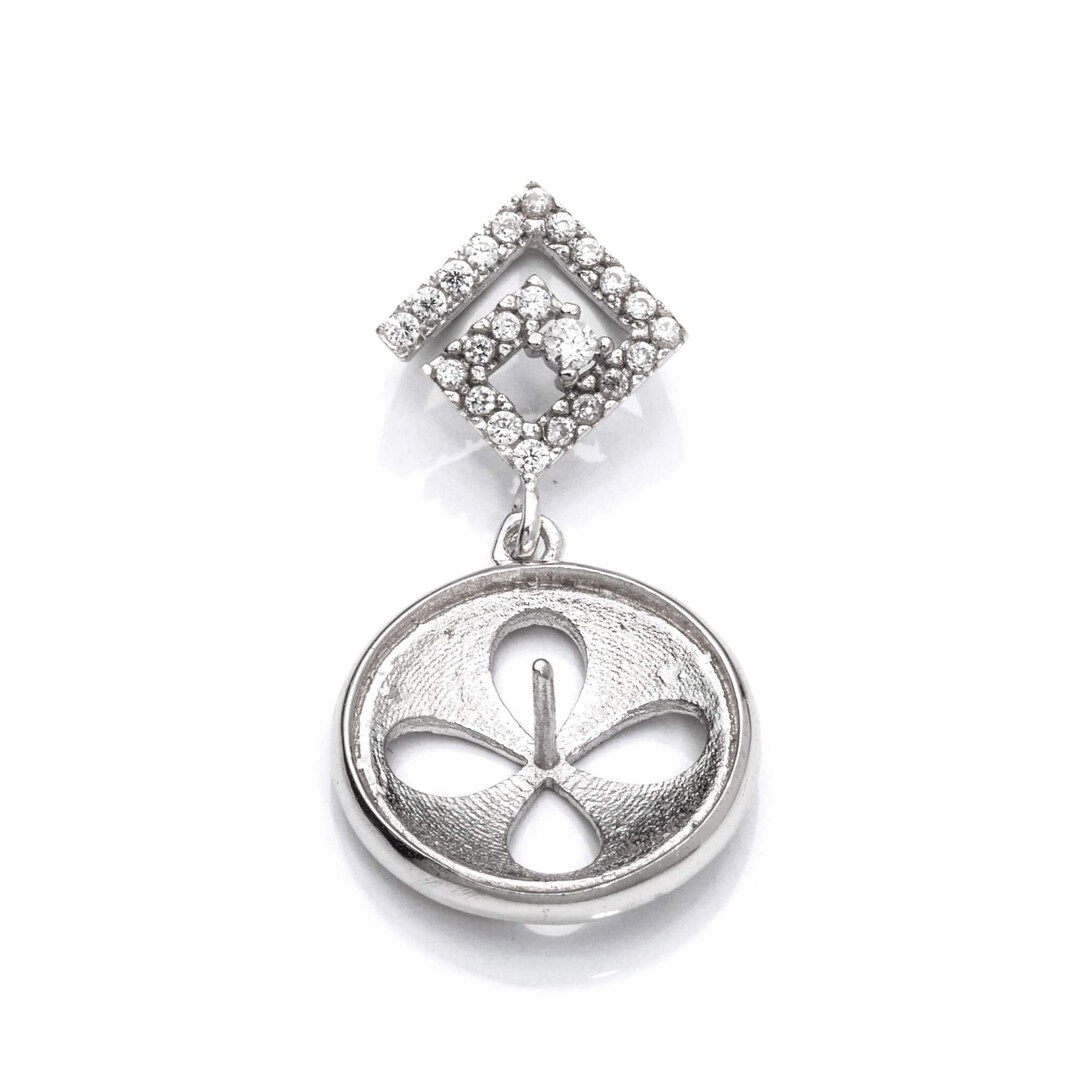 Pendant With Cubic Zirconia Inlays and Cup and Peg Mounting and Bail in ...