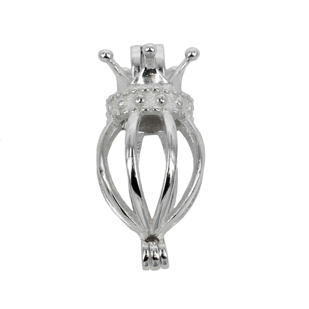 Crowned Pear Shaped Cage Pendant With Incorporated Bail in Sterling ...