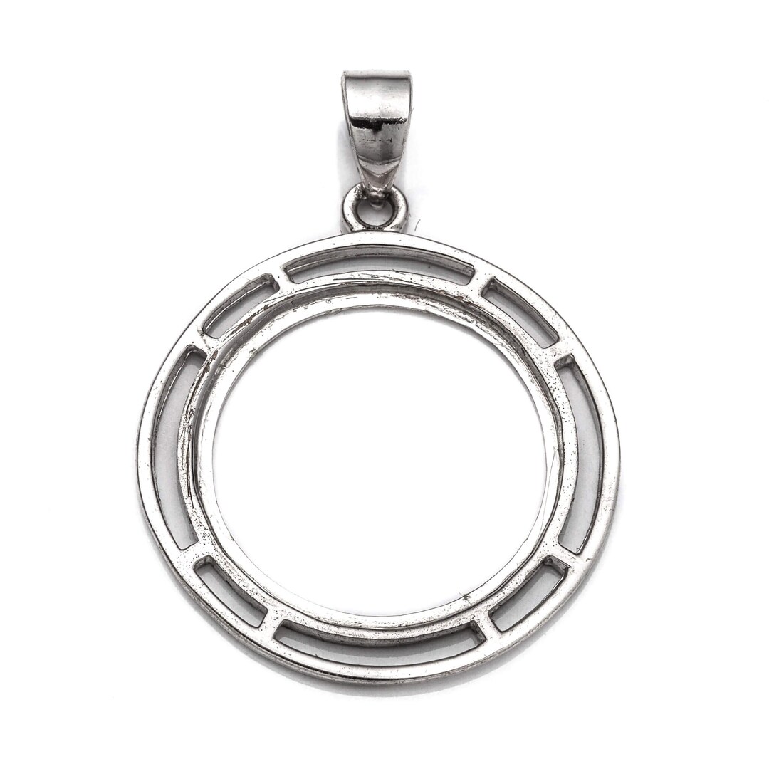 Pendant With Round Bezel Mounting and Bail in Sterling Silver 17mm ...