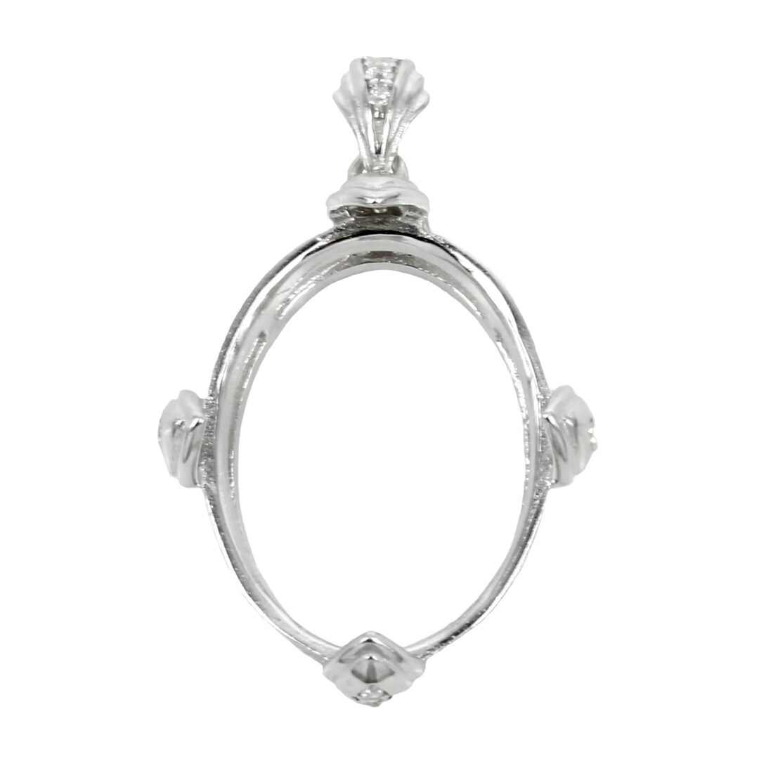 Classic Oval Pendant With Chevron Style Prongs With Soldered Loop and ...