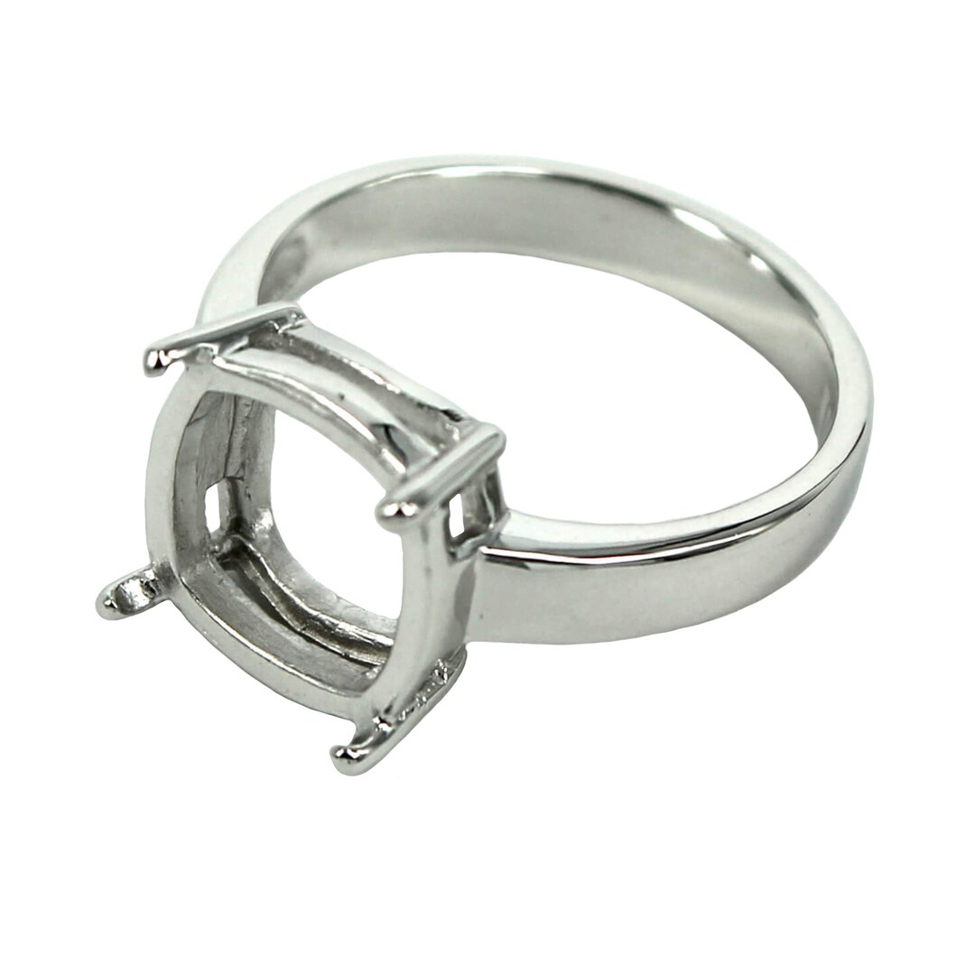 Ring Setting With Rectangular Prongs Mounting in Sterling Silver ...