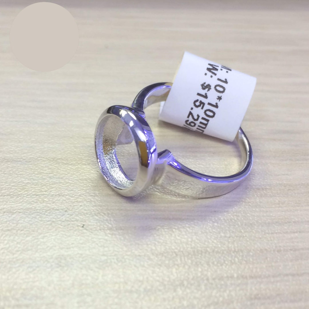 Ring With Round Bezel Mounting in Sterling Silver 10mm | MTR348 - Etsy