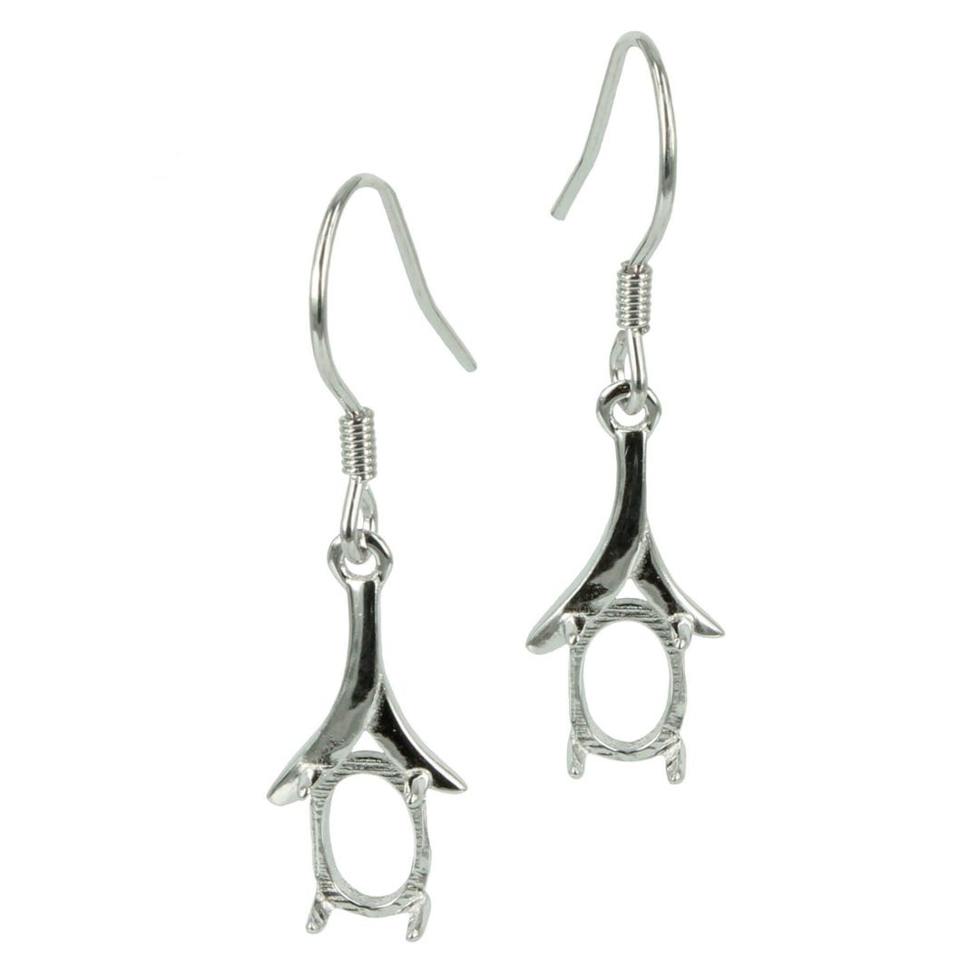 Flourish Earrings With Oval Mounting in Sterling Silver for 5x7mm ...