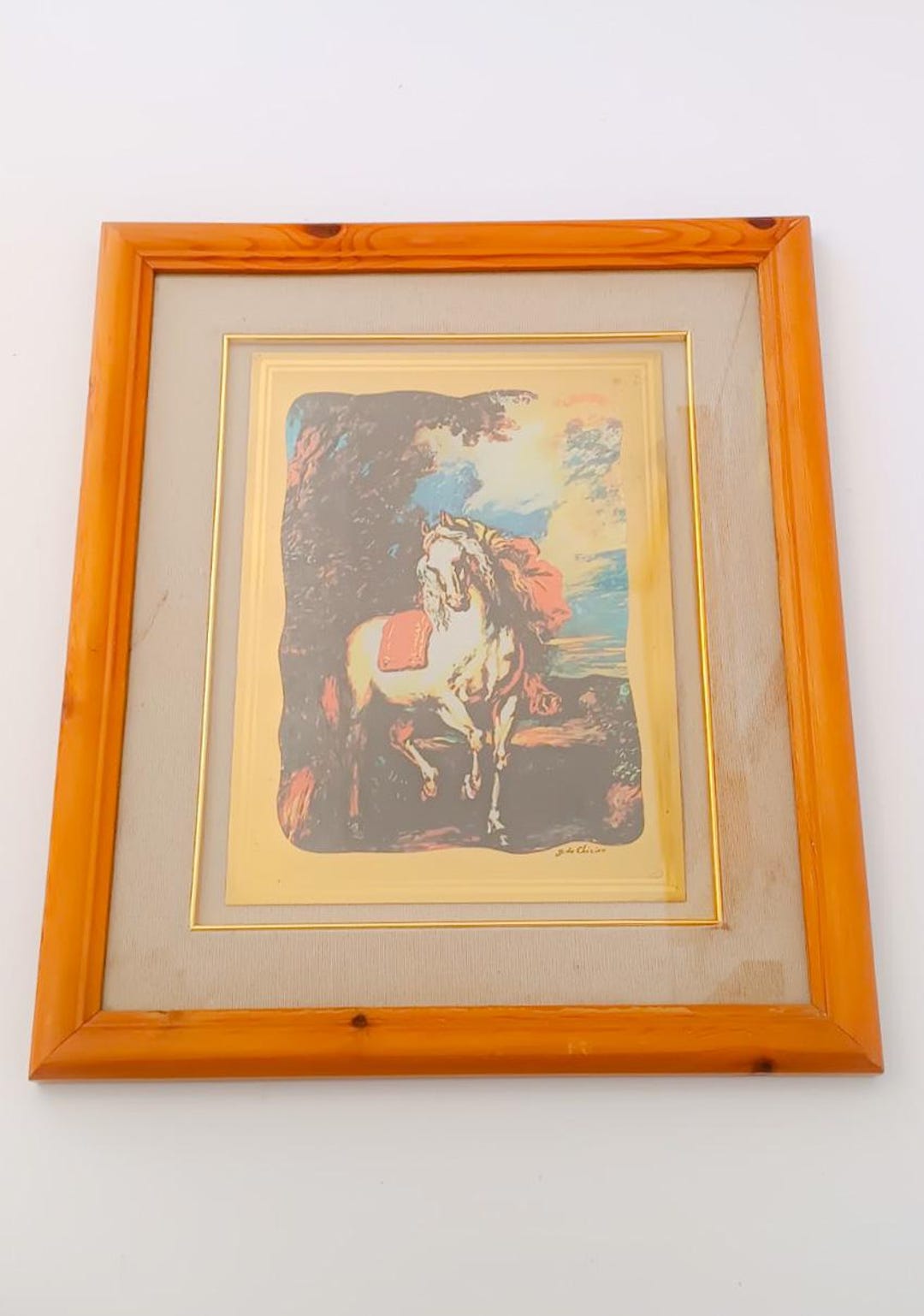 Giorgio De Chirico Silkscreen on Brass Plate Horse Painting With ...