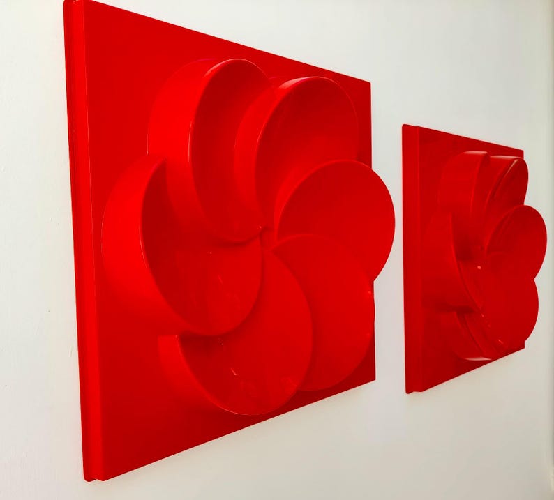 Set of 2 Ikea Rabatt Wall Panels, Red, Vintage Space Age Design, 1990s ...