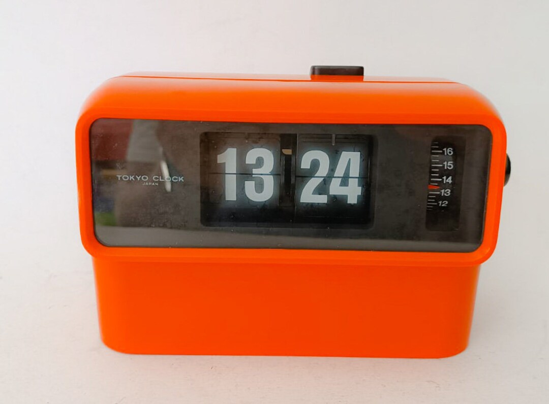 Tokyo Clock Table Clock With Flip Space Age Tags Orange Black - Etsy