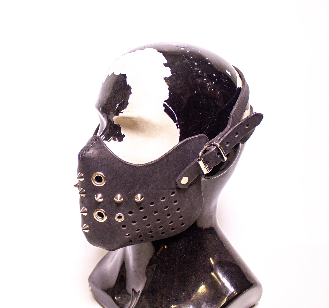 Horror roleplay leather mask with Steel spikes | Etsy