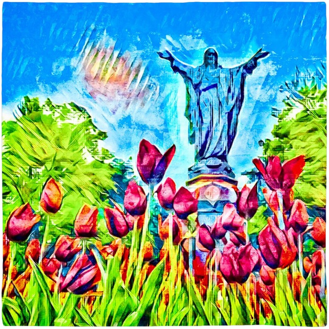 Statue of the Sacred Heart - Sheer Scarf - Etsy