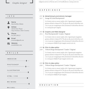 One Page Resume Template CV Template Cover Letter Modern Resume Resume ...