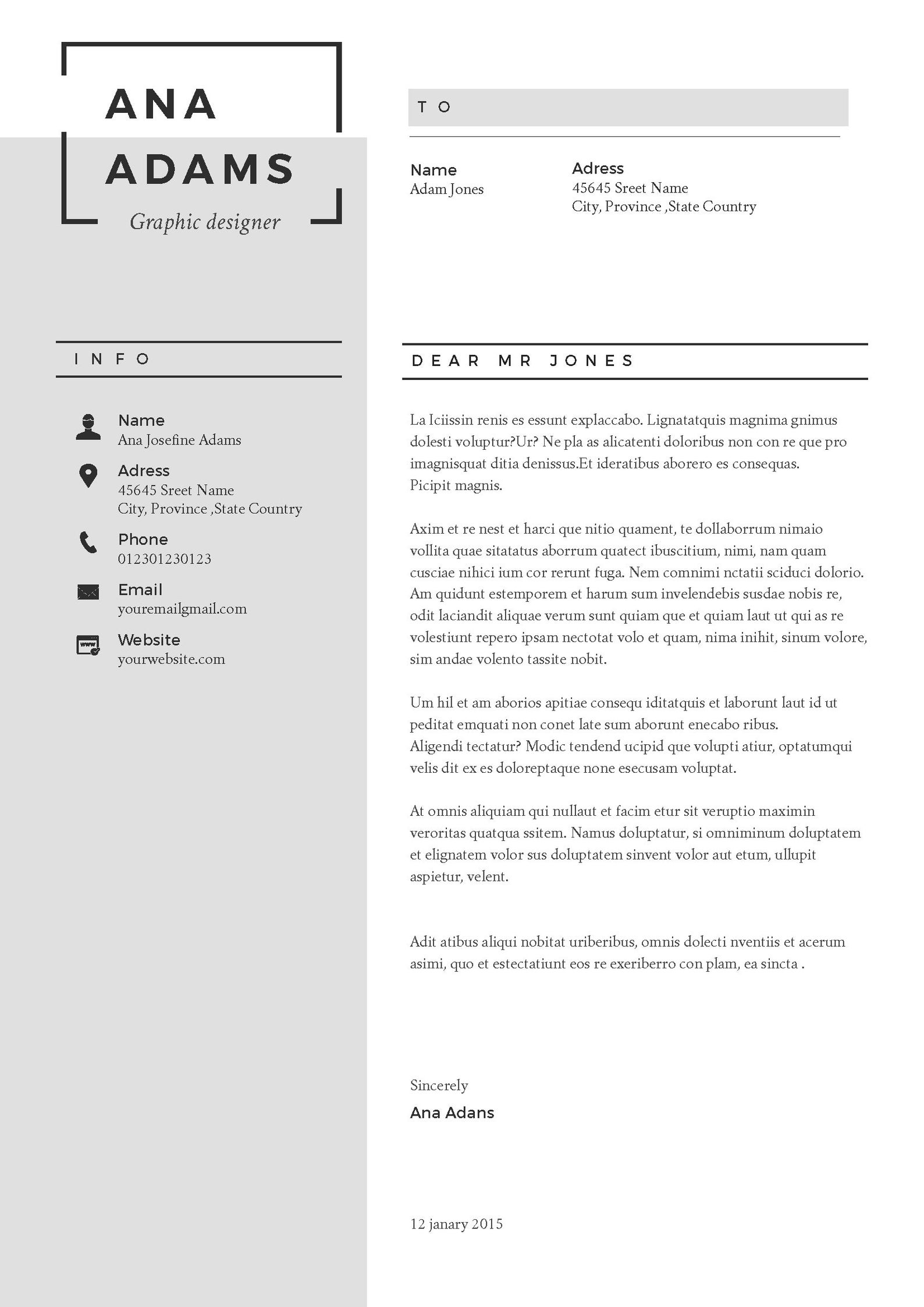 One Page Resume Template CV Template Cover Letter Modern - Etsy
