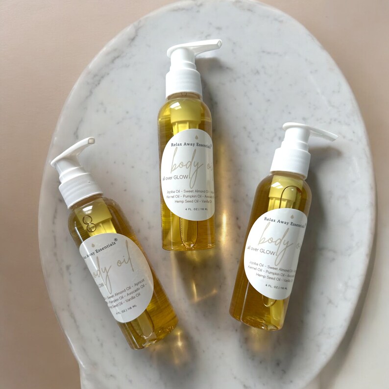 Body Oil All Over Glow Oil Natural Oil Skin Care 4 Oz. Spa Gift for Her Silky Skin Oil After ...