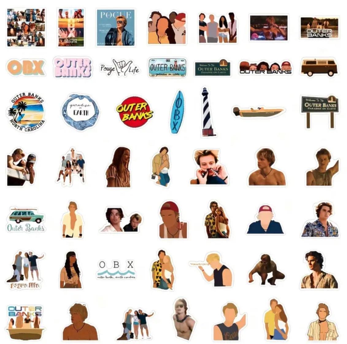 Mixed Outer Banks Stickers, OBX, Tv Show, JJ Maybank, John B, Treasure ...