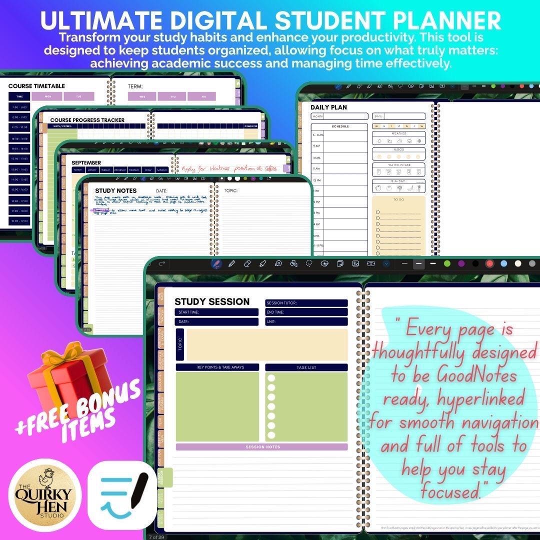 2025-2026 Neon Jungle Digital Student Planner: Goodnotes Compatible ...
