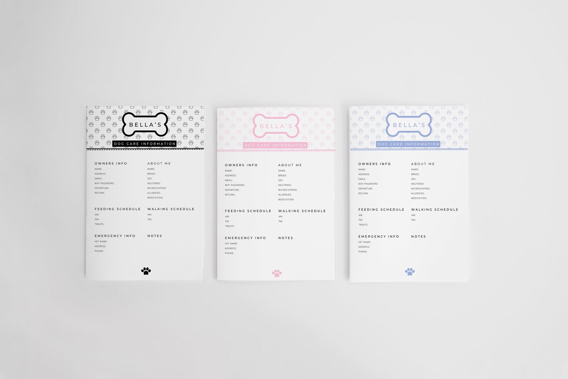 The Ultimate Dog Sitter Checklist, Pet Sitting Form, Pet Care, Canva ...