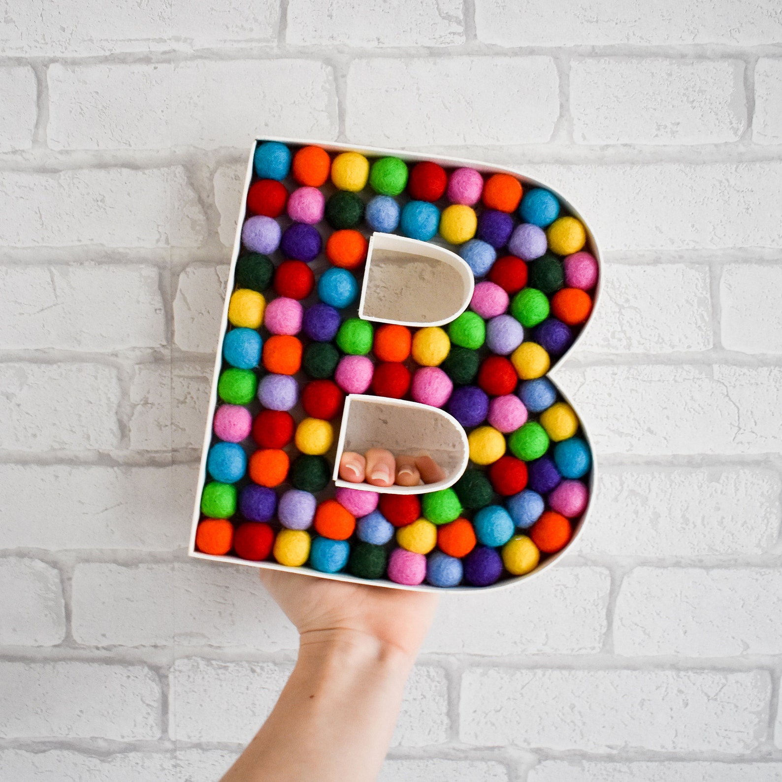 Wooden Felt Ball Letter Decoration | Etsy