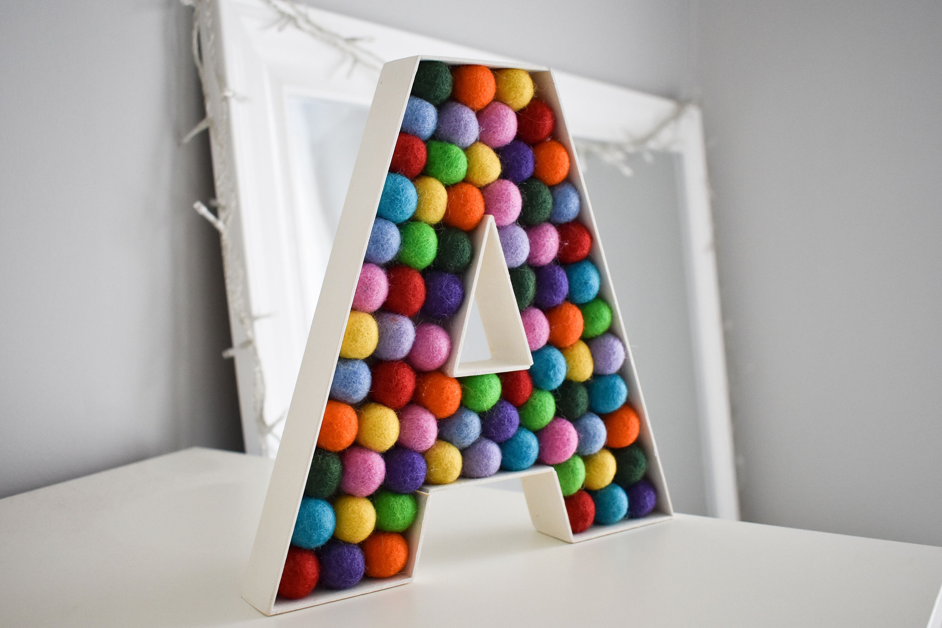 Wooden Felt Ball Letter Decoration | Etsy