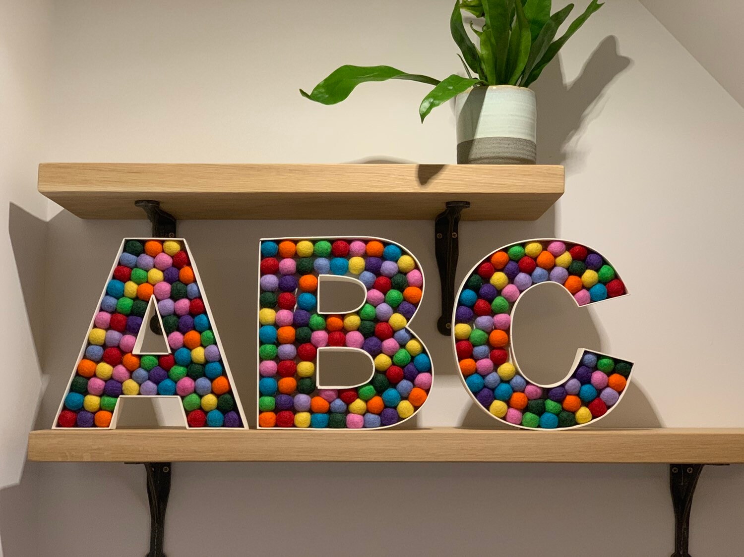 Wooden Felt Ball Letter Decoration | Etsy