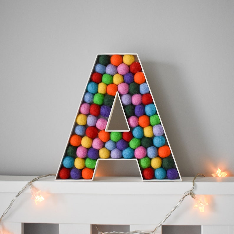 Wooden Felt Ball Letter Decoration | Etsy