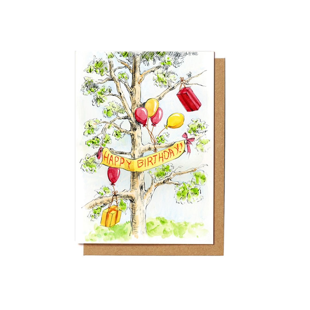 Birthday Tree Card - Etsy