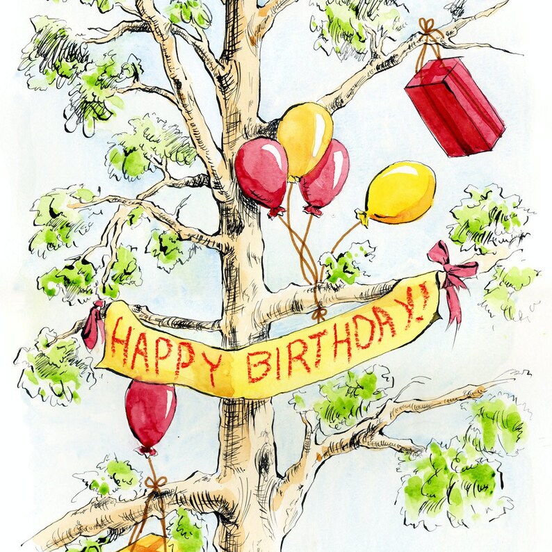 Birthday Tree Card - Etsy