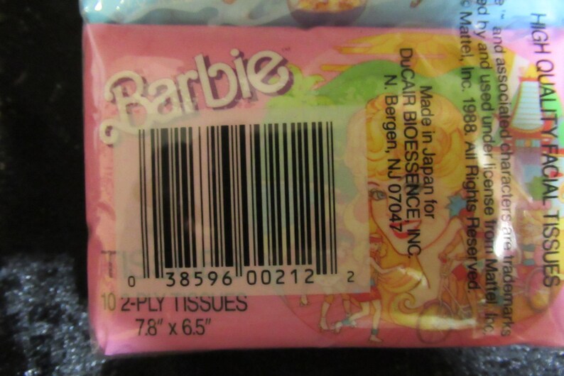 Vintage Rare 80's Barbie Tissues New in Package, Pack of Six Barbie ...
