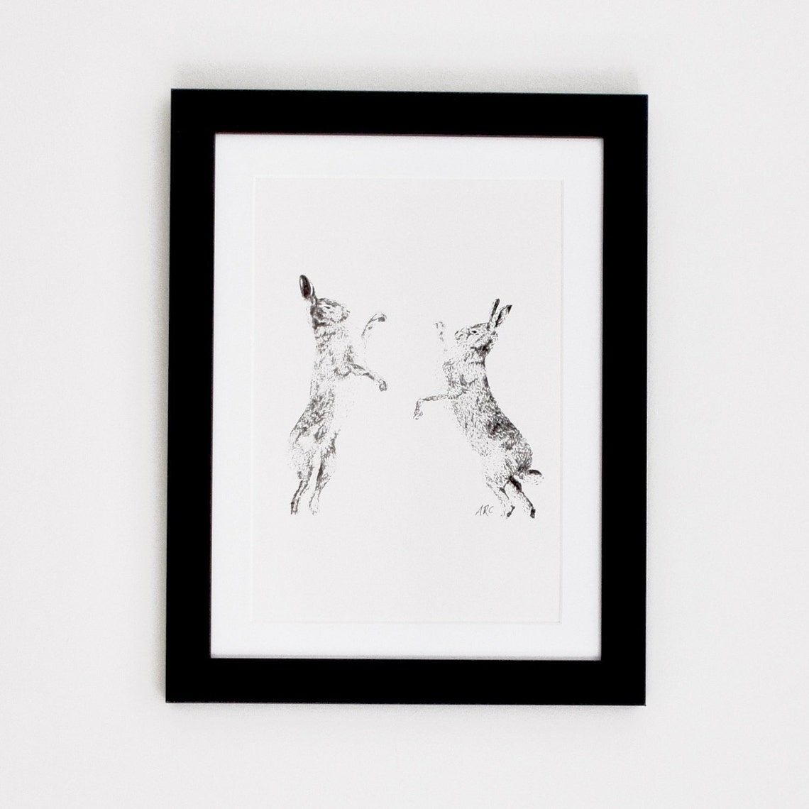 Boxing Hares Art Print A4 Print of Boxing Hares Pen and Ink Drawing - Etsy