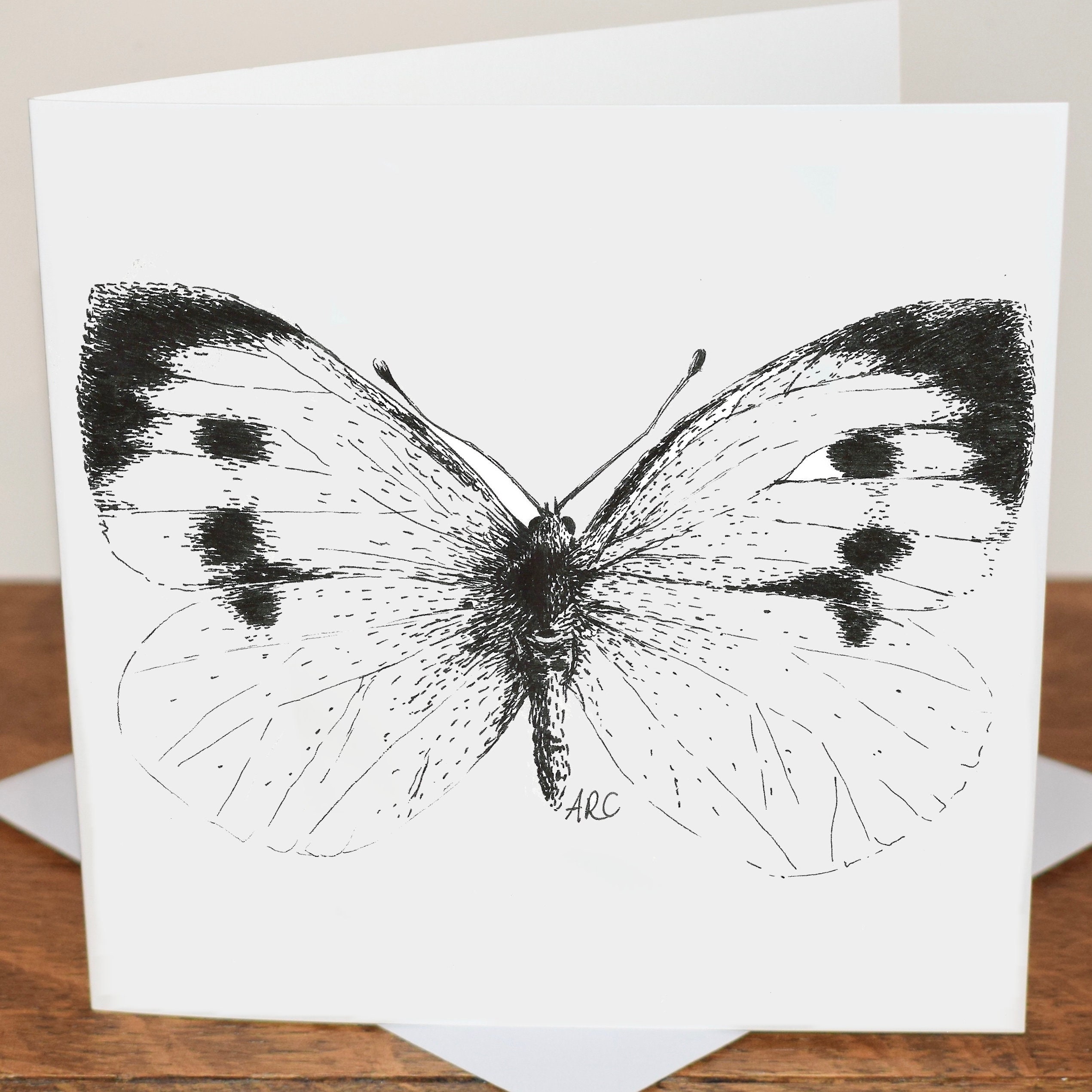 Butterfly Card - 'large White' Butterfly Drawing Greetings Card - Etsy UK