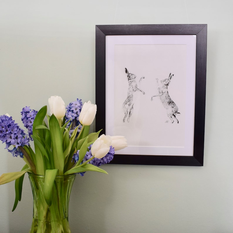 Boxing Hares Art Print A4 Print of Boxing Hares Pen and Ink Drawing - Etsy