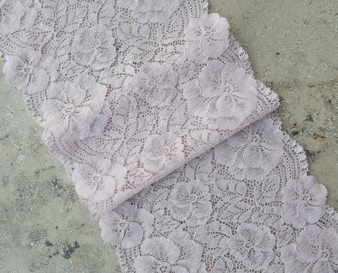 Old Rose Stretch Lace Trim, Lingerie Lace, Wide Floral Elastic Lace ...