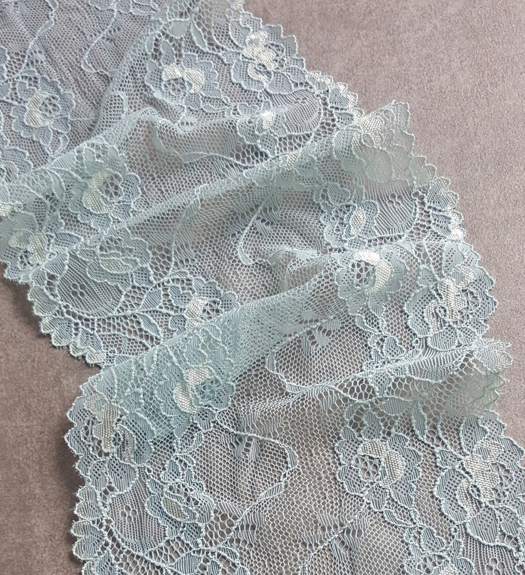 Mint Stretch Lace Trim Bra Making, Floral Elastic French Lace, Width 17 ...