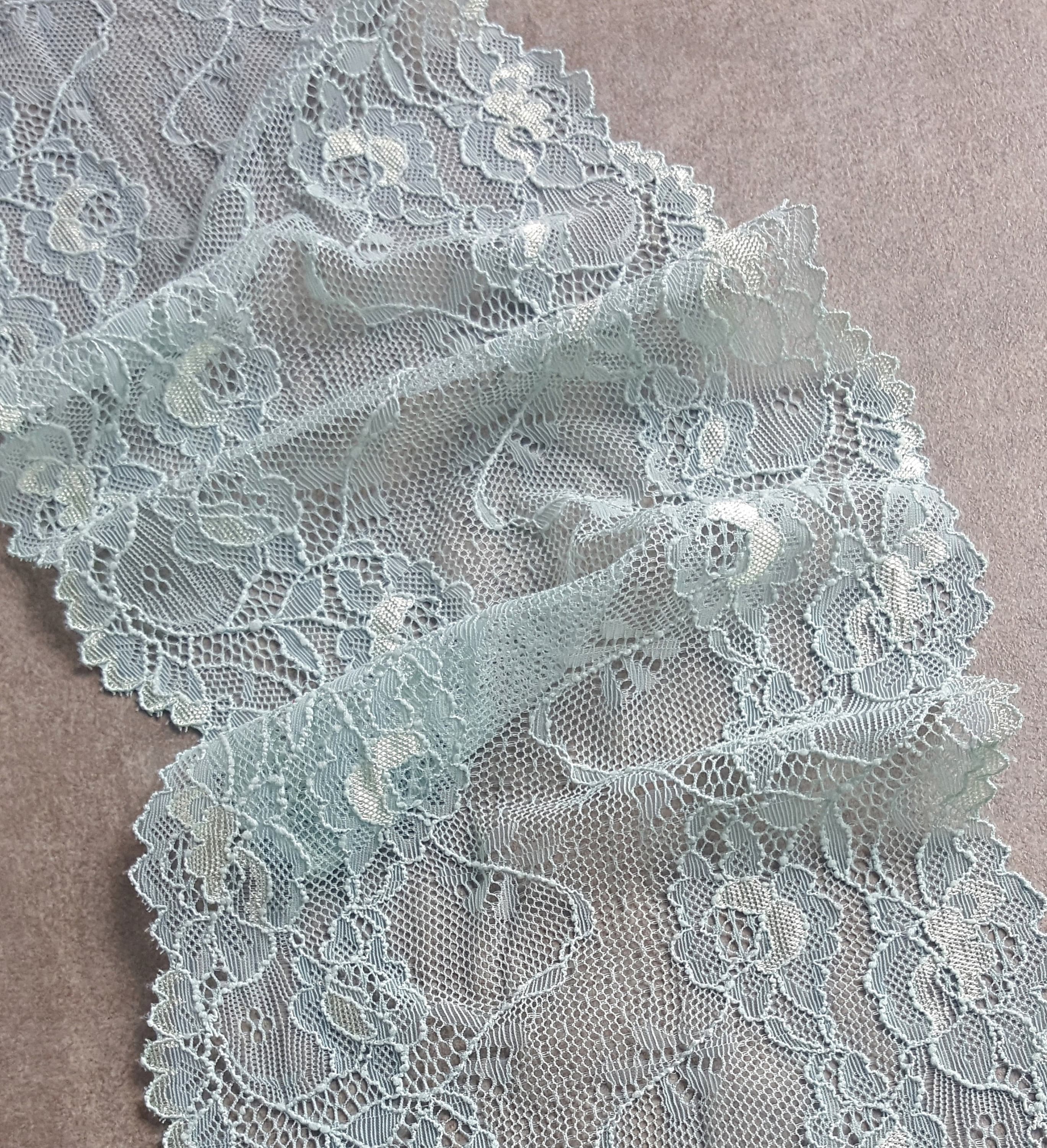 Mint Stretch Lace Trim Bra Making, Floral Elastic French Lace, Width 17 ...