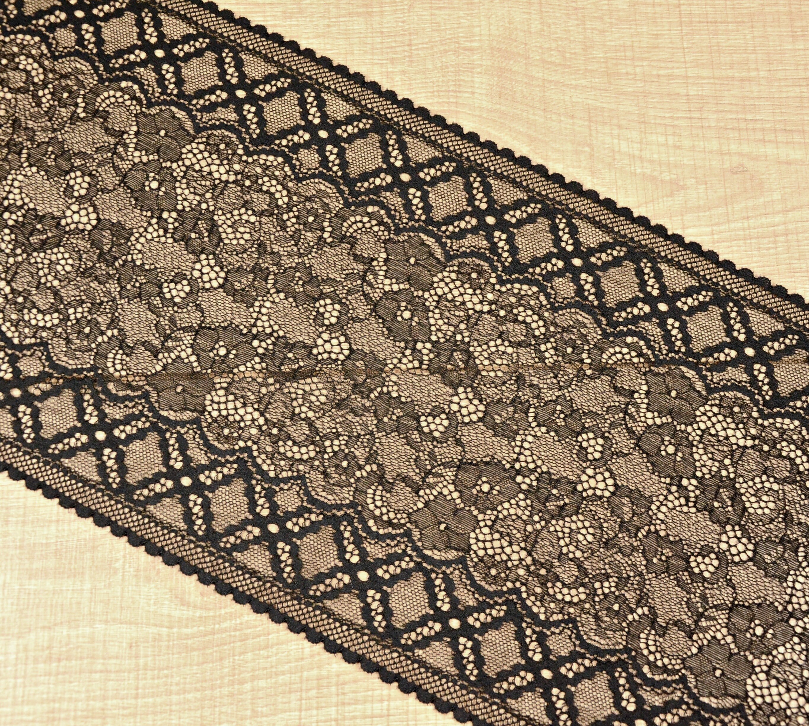 Black Stretch Lace Trim, Elastic Lace Fabric, Bra Making, Width 22 Cm ...