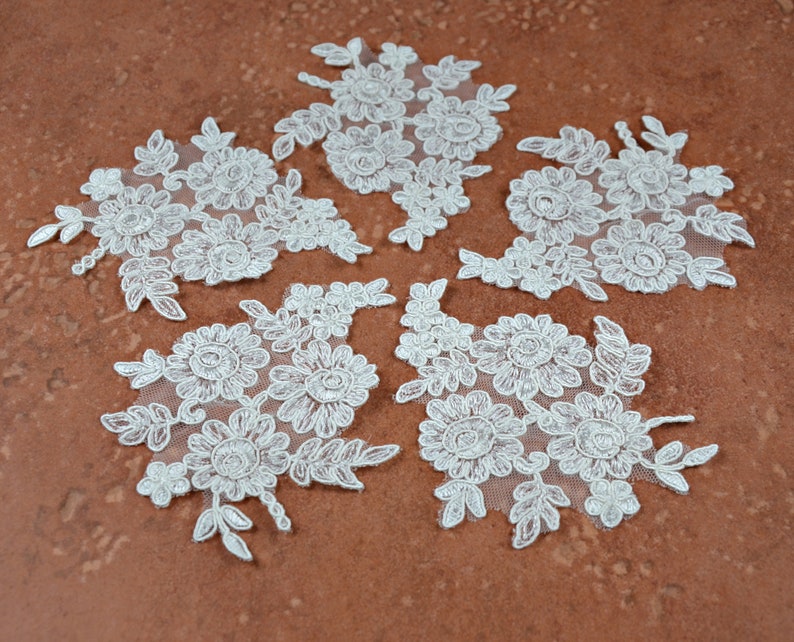 Off-white Lace Applique Corded Embroidered Lace Appliques | Etsy