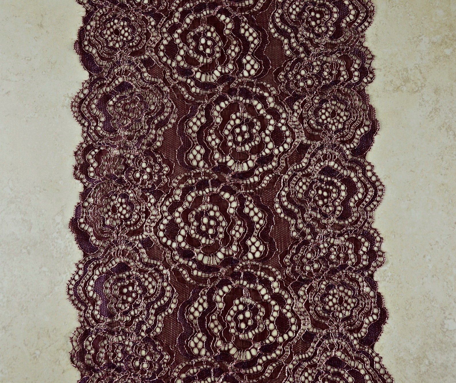 Purple Elastic Lace Copper Metallic Thread Stretch Lace Trim - Etsy