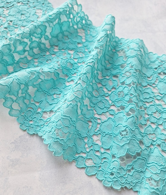 Turquoise Guipure Lace Fabric Nonelastic Wide Floral Lace Trim Width 23 Cm 9.05 Nr 2858 Etsy
