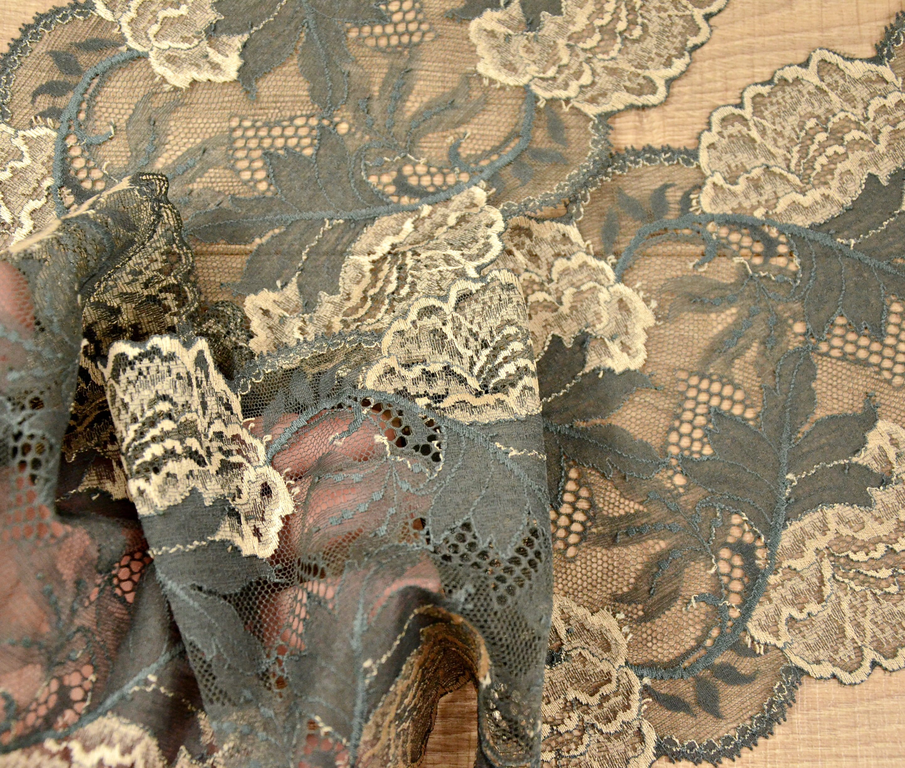 Gray Stretch Lace Trim Elastic Lace Fabric Bra Making Width | Etsy