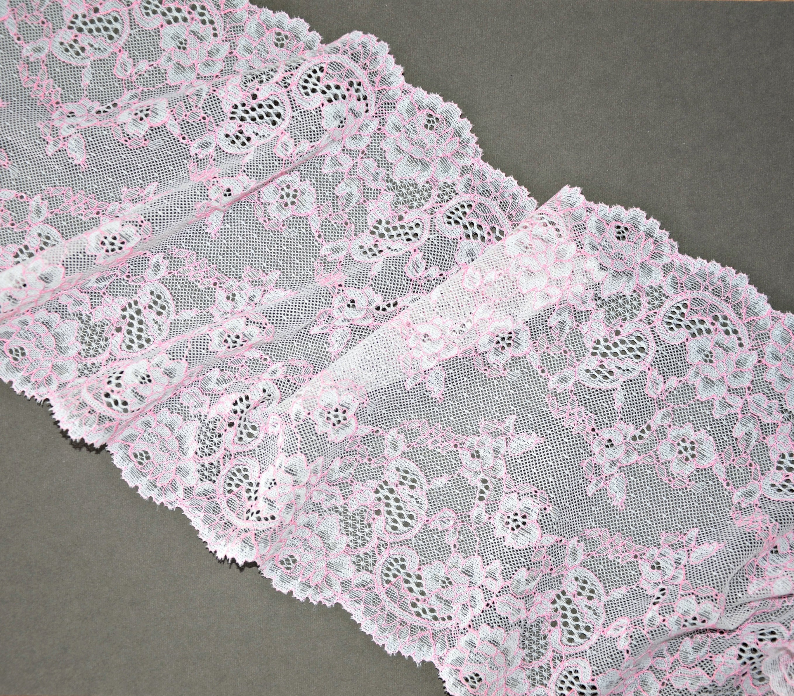 White Floral Stretch Lace Wide Elastic Lace Trim Wedding - Etsy
