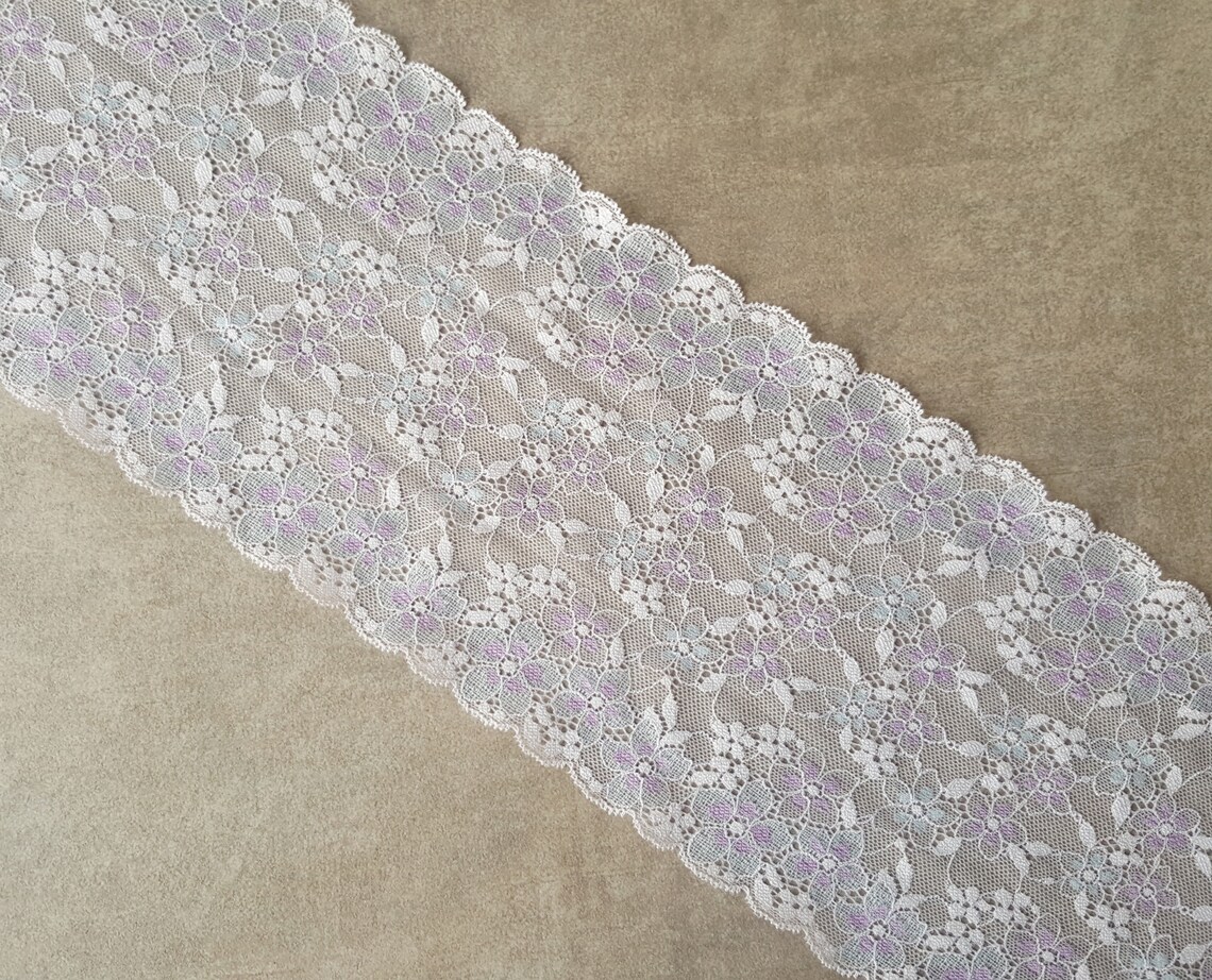 Stretch Lace Trim Lilac Lavender Floral Elastic Lace - Etsy